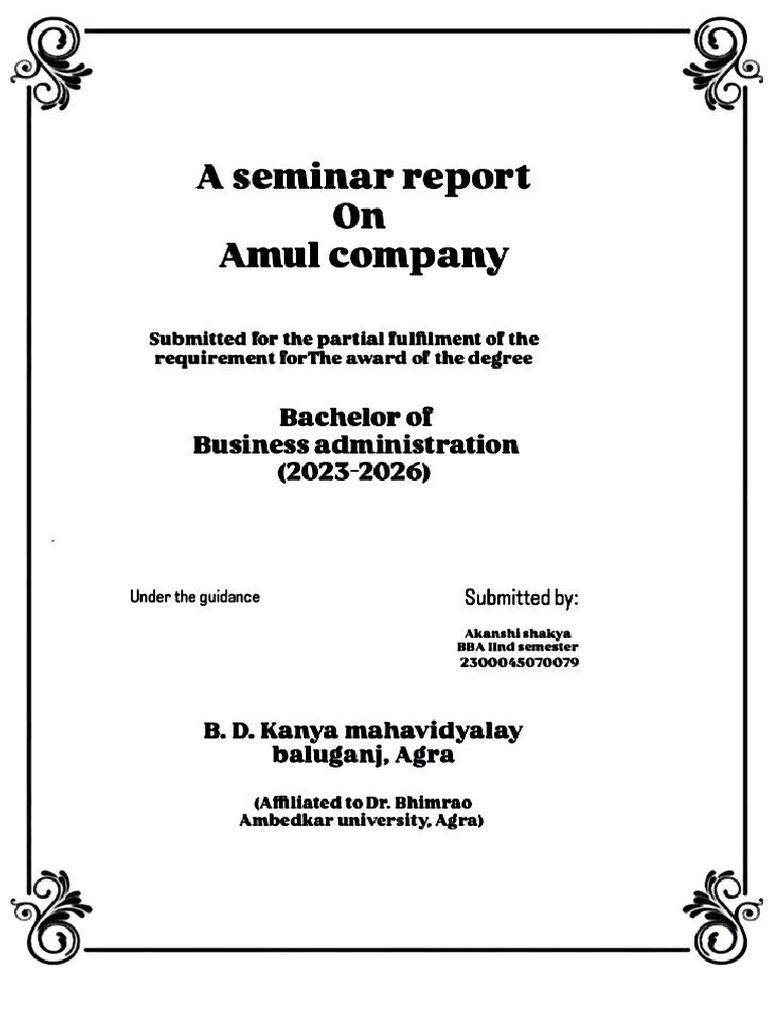 Amul Company Project File | PDF