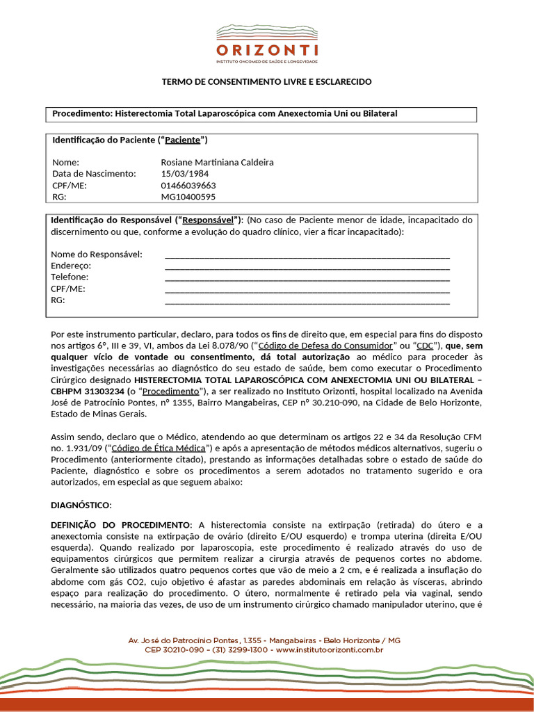 Rosiane Martiniana Caldeira-07-05TCLE-Histerectomia-Total-Laparoscopica ...