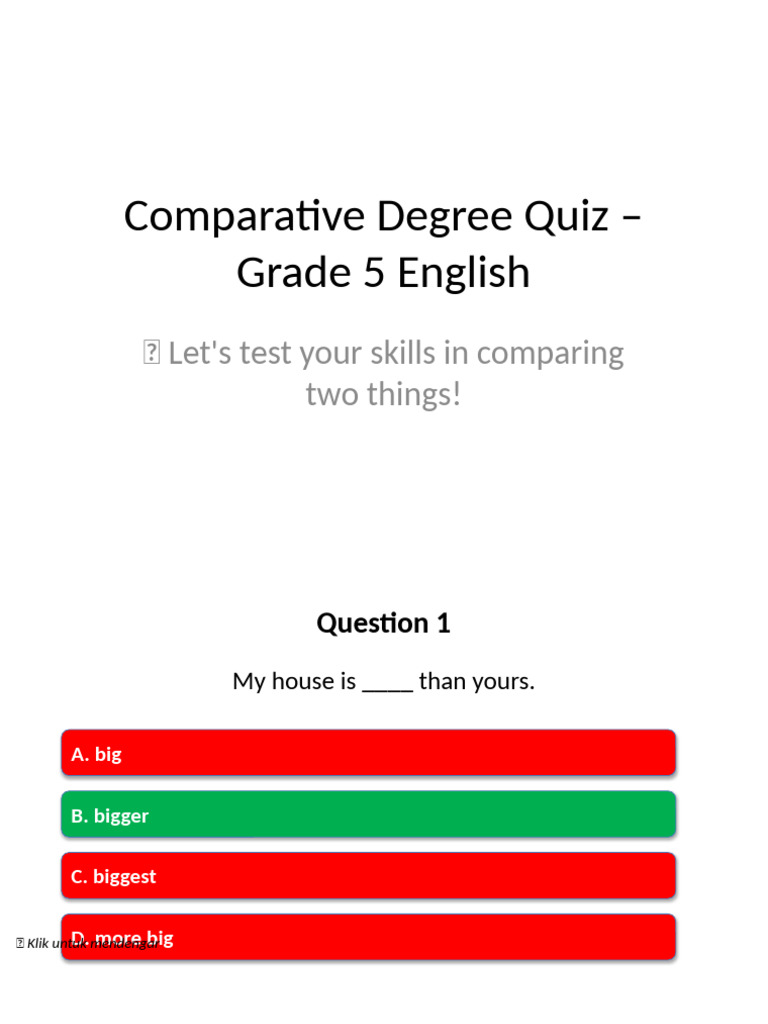 Comparative Degree Quiz Grade5 Animated | PDF