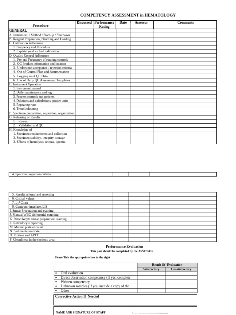 Template Hema Assessment Form | PDF