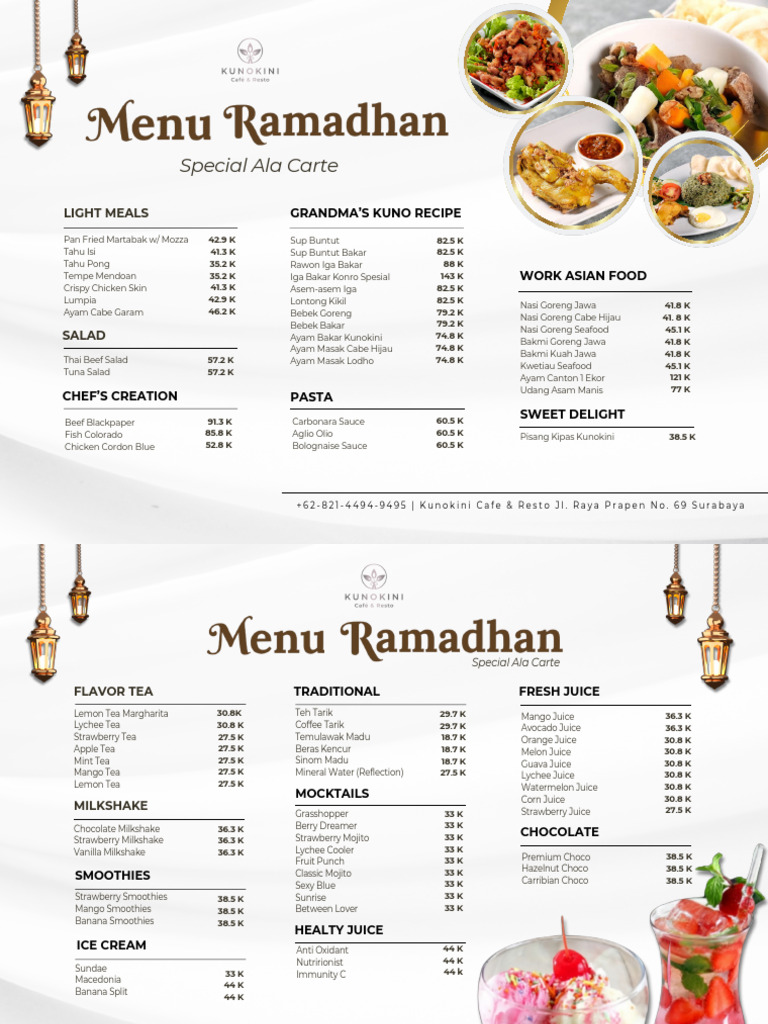 Menu Ala Carte Ramadhan 2025 | PDF | Cuisine | Cooking