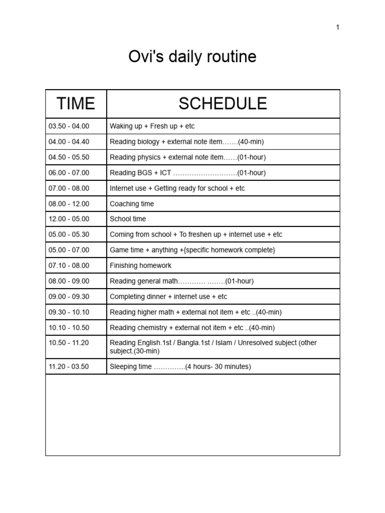 Ovi's Daily Routing | PDF