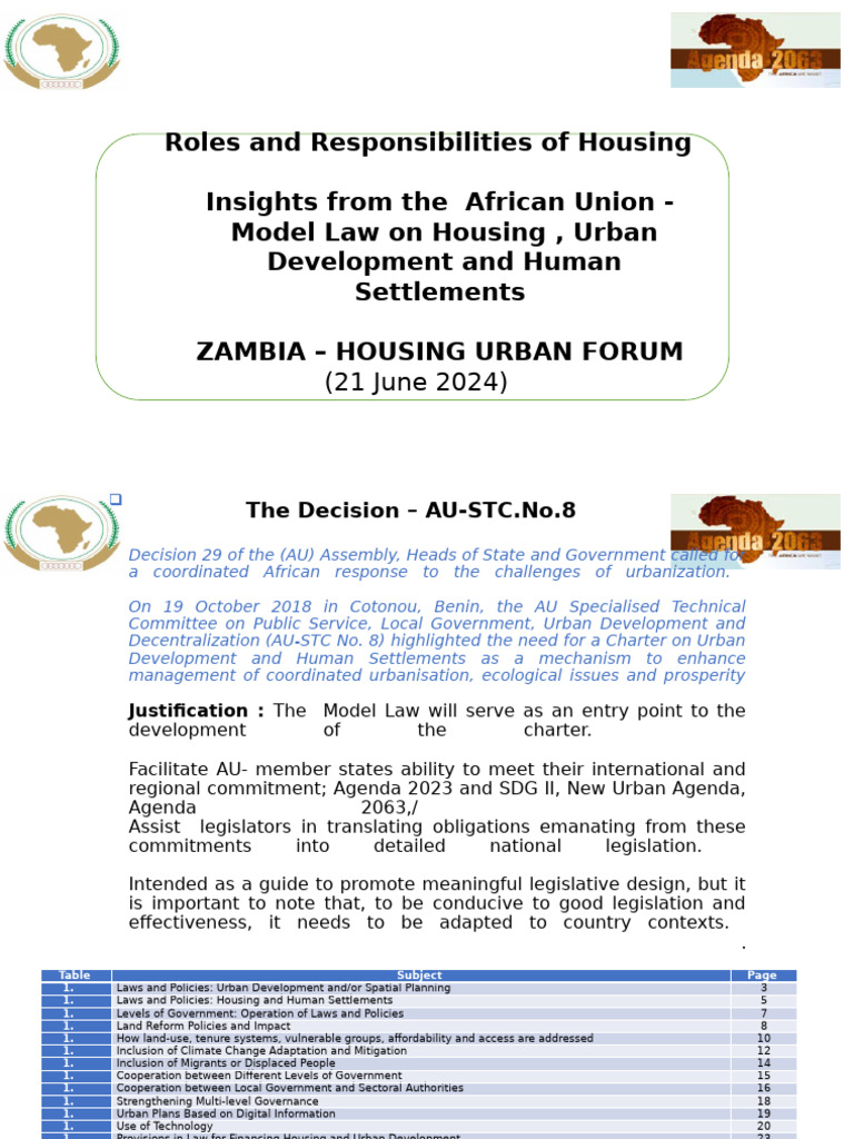 Model Law Project Findings Presentaion at Zambia National Housing Forum Ishara Comments | PDF ...