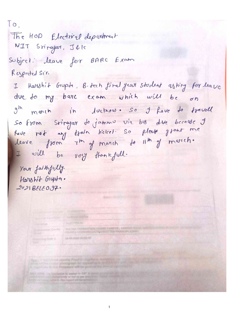 Leave Application | PDF