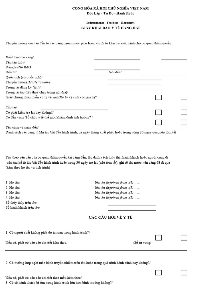 Form 1 .Declaration Health (For Capt) | PDF