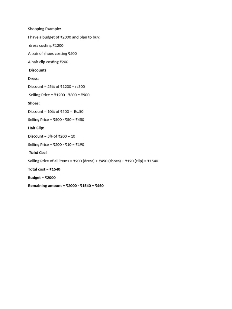 Shopping Example | PDF