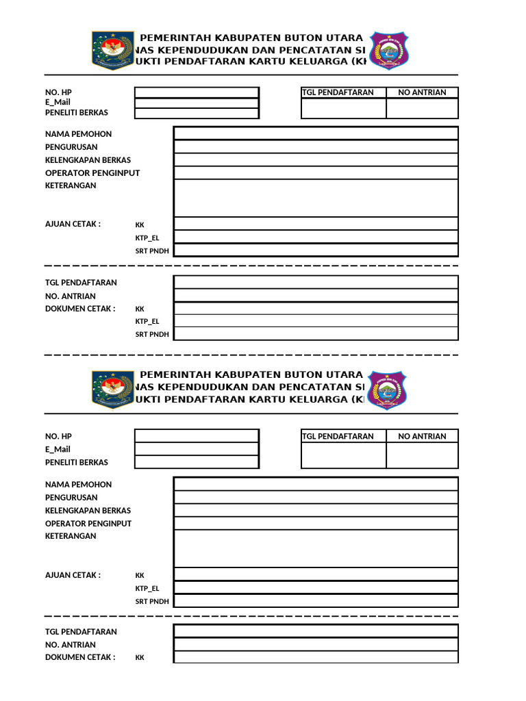 Format Pendaftaran Dukcapil 2022 | PDF