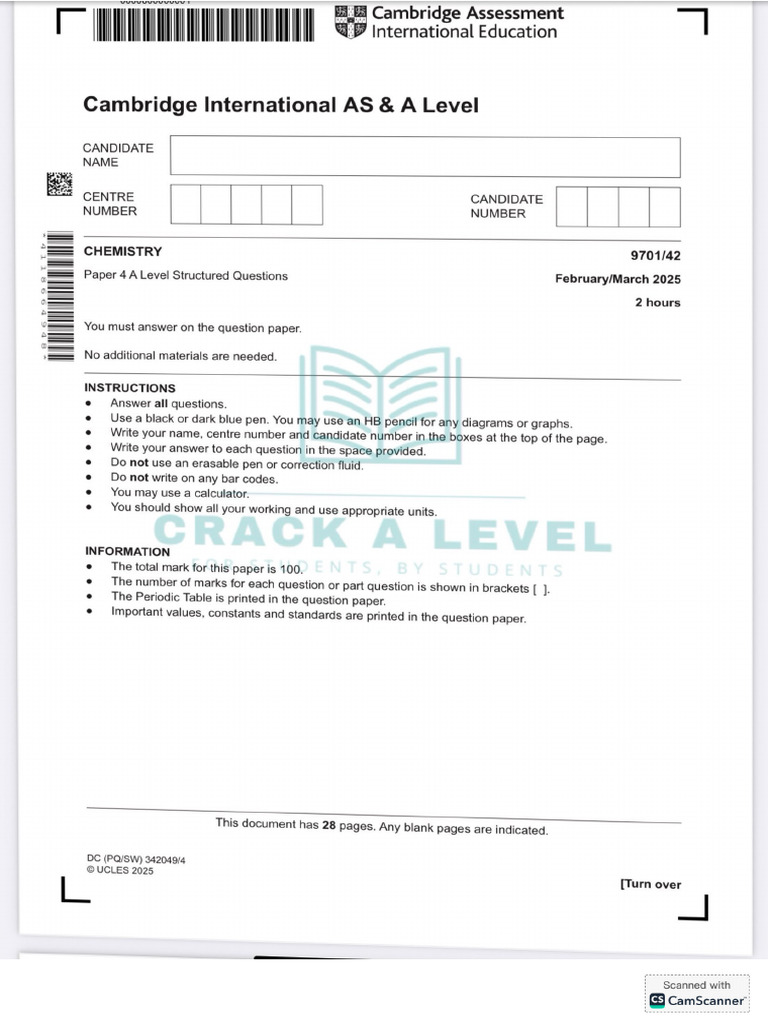 2025 March Chem p42 QP PDF | PDF