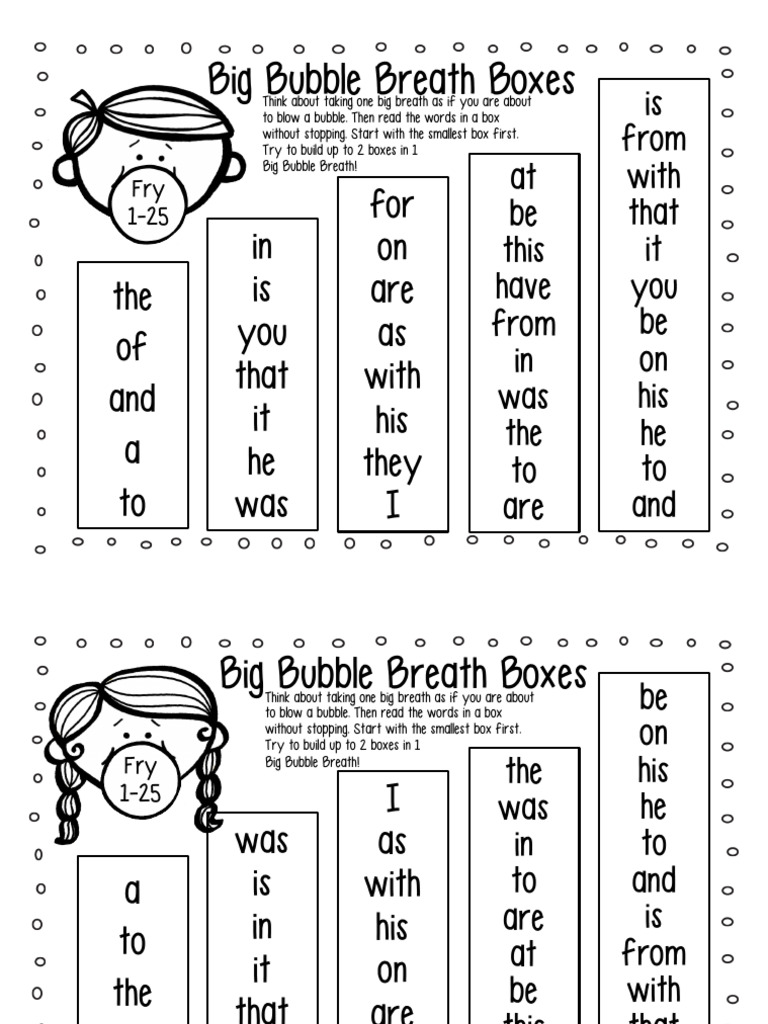 Bubble Breath Sight Words | PDF