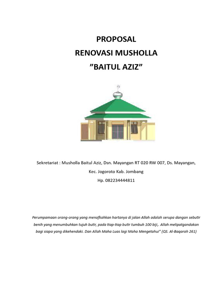 PROPOSAL Renov Musholla Baitul Aziz | PDF