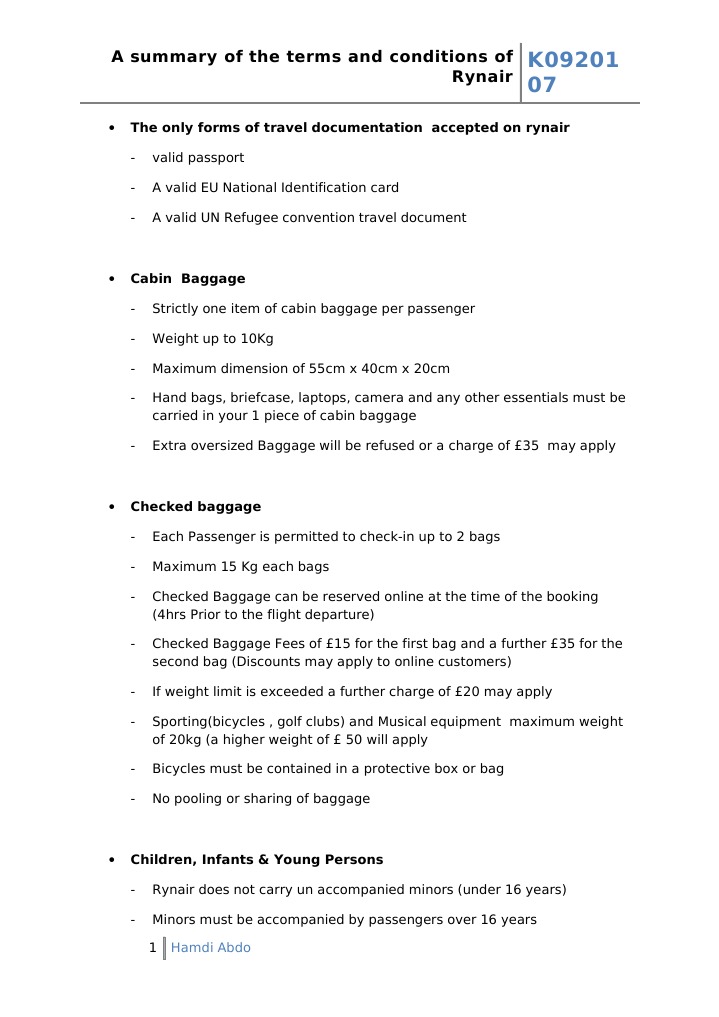 The Only Forms of Travel Documentation Accepted On Rynair | PDF ...