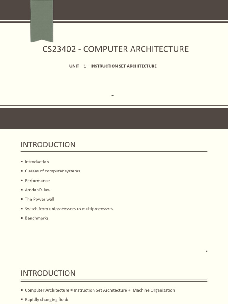 Cs23402 - Computer Architecture - Unit - 1 | PDF | Computer Architecture | Central Processing Unit