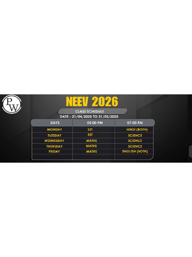 Neev 2026 Class Schedule @genius - Hub - Official - 01 | PDF
