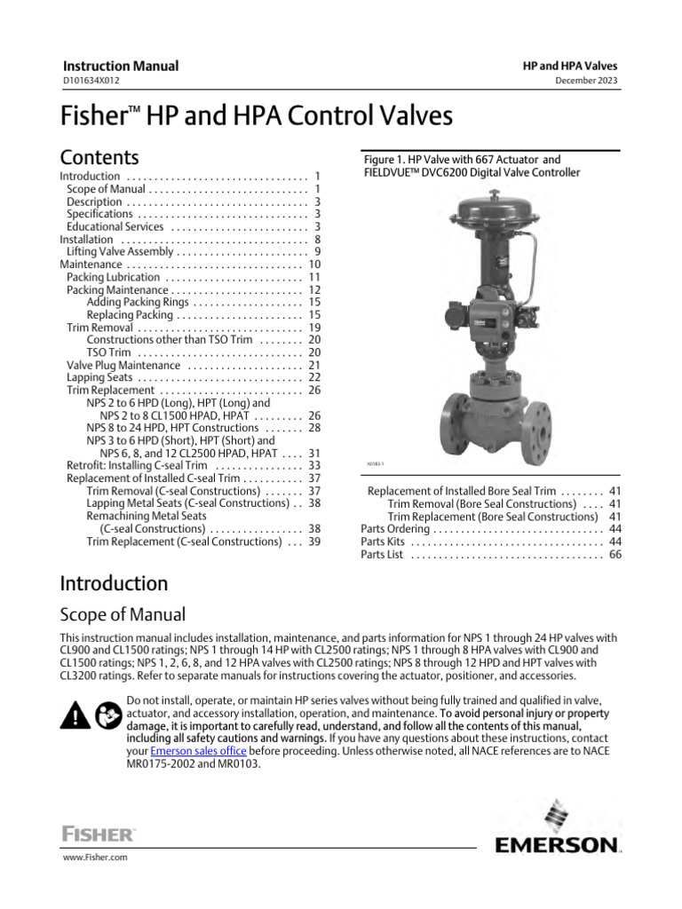 Manual Book Instructions Fisher Hp Hpa Control Valve | PDF | Valve ...