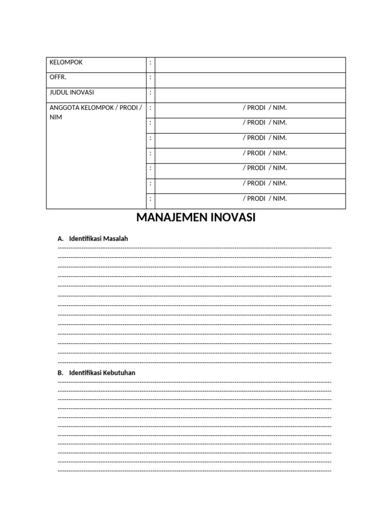 Template Identifikasi Masalah Manajemen Inovasi | PDF