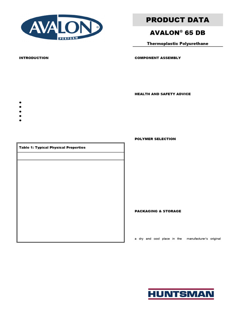 Avalon 65 DB | PDF | Materials | Secondary Sector Of The Economy