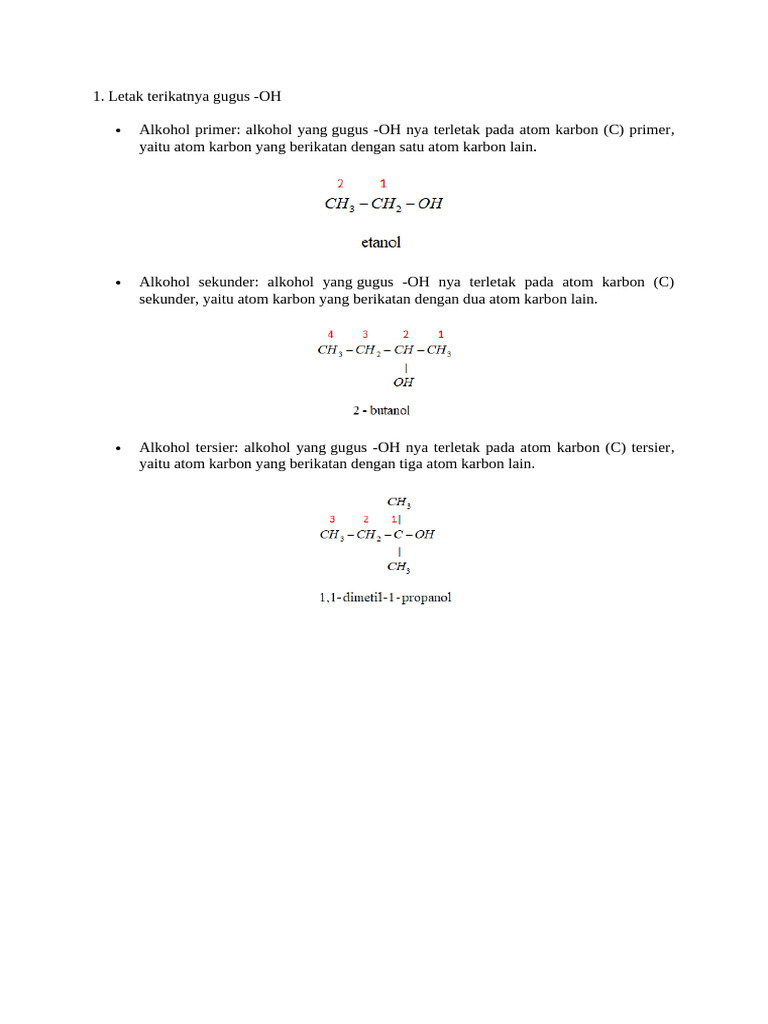 Struktur Alkohol: Primer, Sekunder, Tersier | PDF