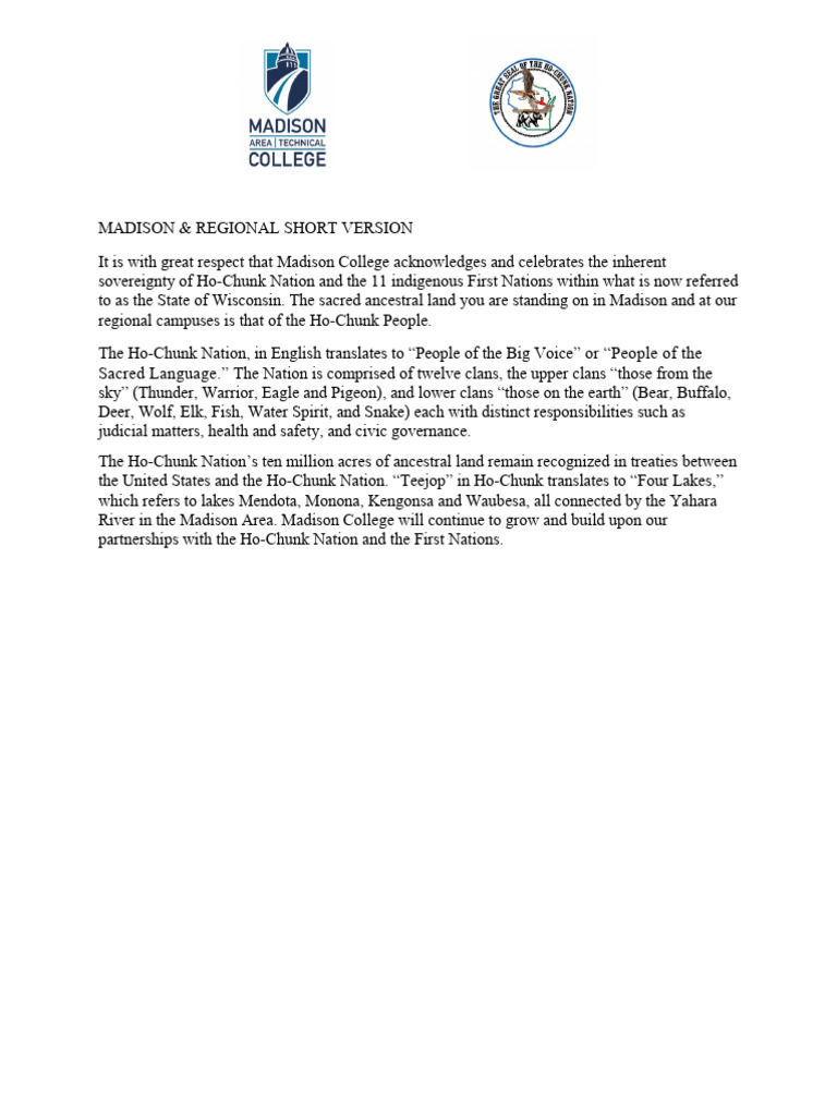 Ho Chunk Nation Land Statements FINAL - 26107 | PDF | Madison | United ...