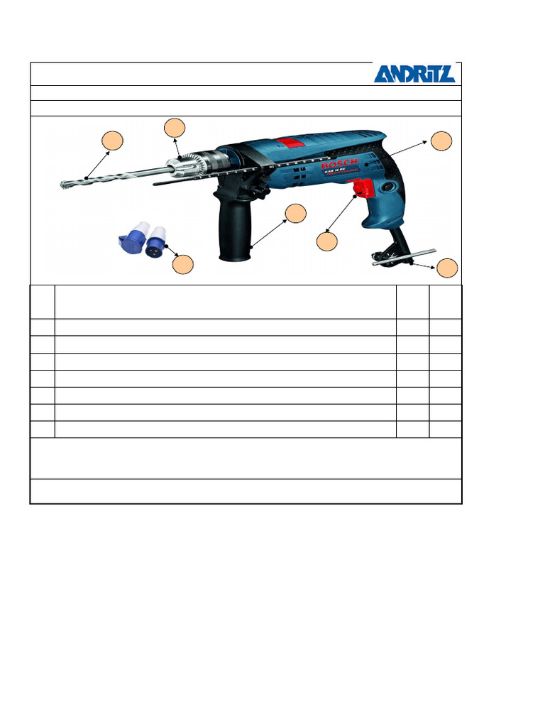 Andritz Checklist Format (DRILLING MACHINE) | PDF