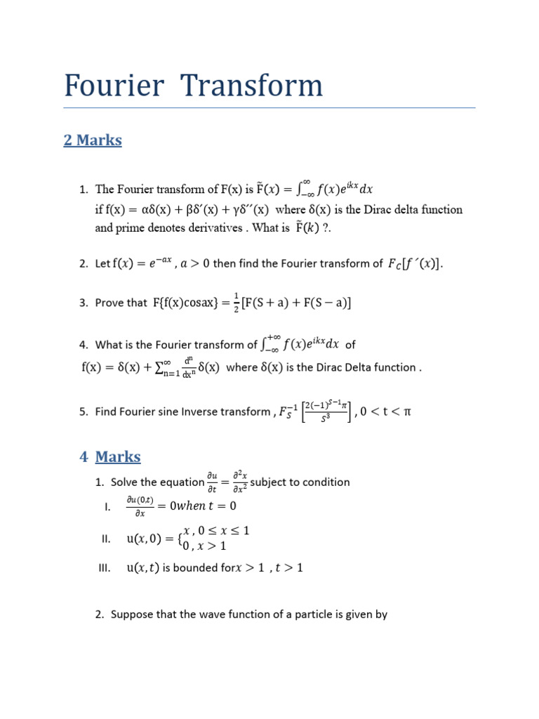 Fourier transform QUESTION | PDF
