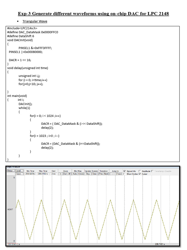 Waveform Generation with LPC 2148 DAC | PDF