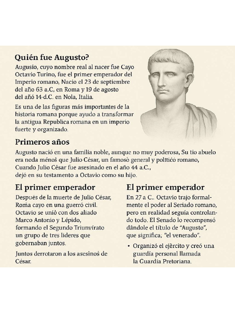 Biografía de Augusto para Estudiantes | PDF