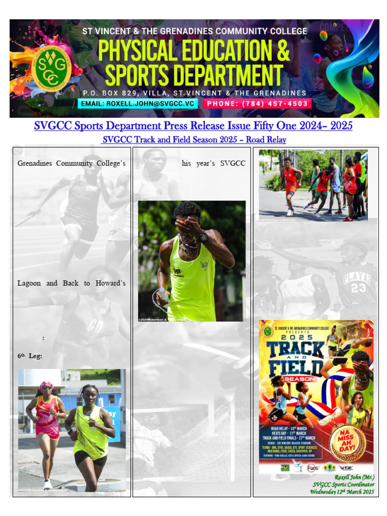 SVGCC Sports Dept. Press Release Fifty One - 2024-2025 | PDF