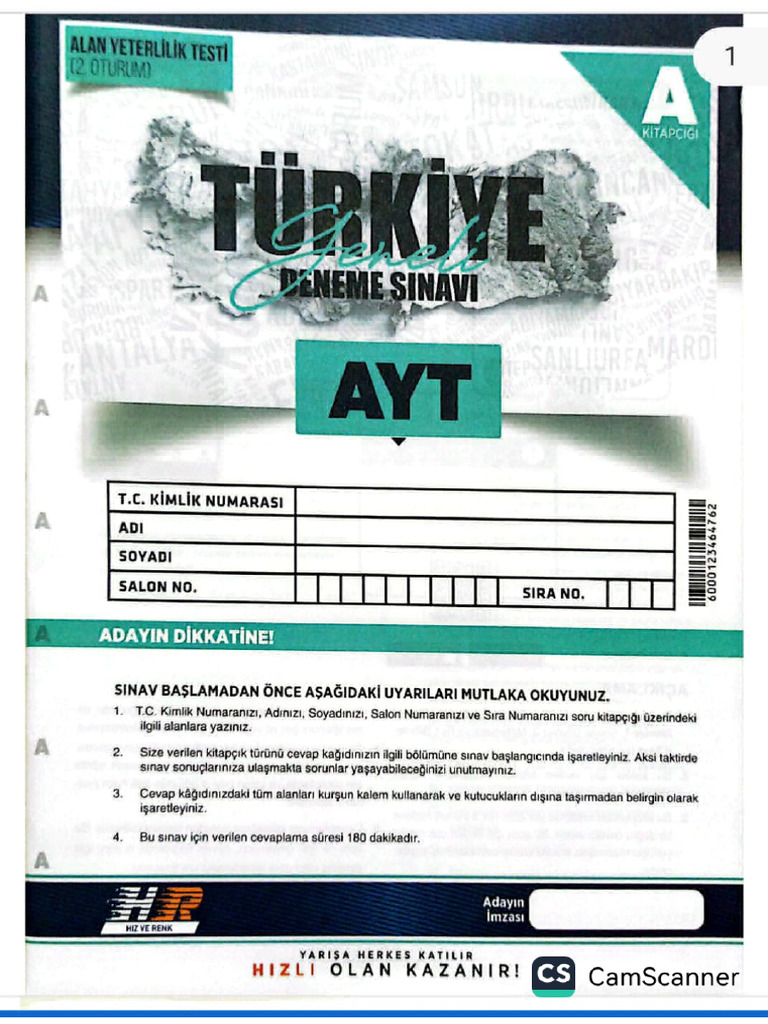 @ykstgdenemeca Hız Ve Renk Ayt (A) | PDF