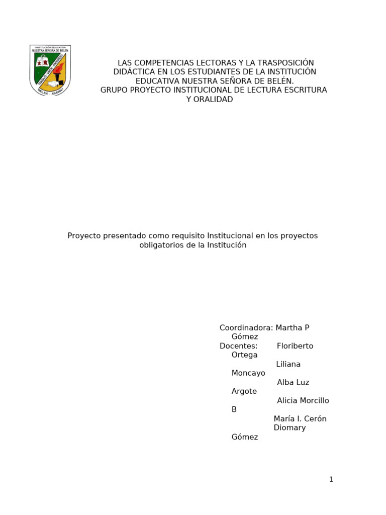 PROYECTO PILEO 2025 | PDF | Comprensión lectora | Aprendizaje