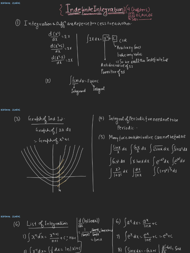 Indefinite Integration - L-01 (Class Notes) NJ - 247 | PDF