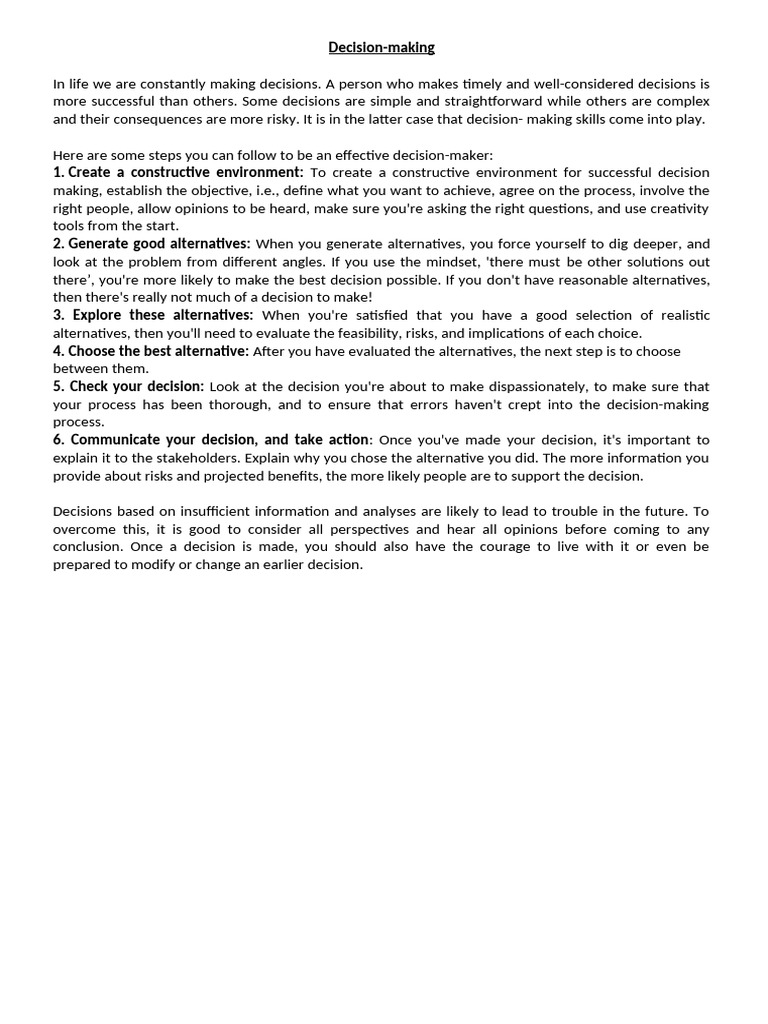 decision making and argumentative writing | PDF | Decision Making | Human Communication