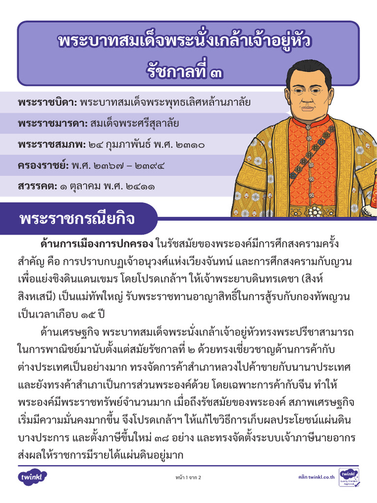 TH Ss 1736845355 King Rama 3 Fact File Ver 1 | PDF