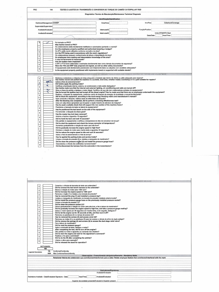 Performance Evalution Check Sheet | PDF