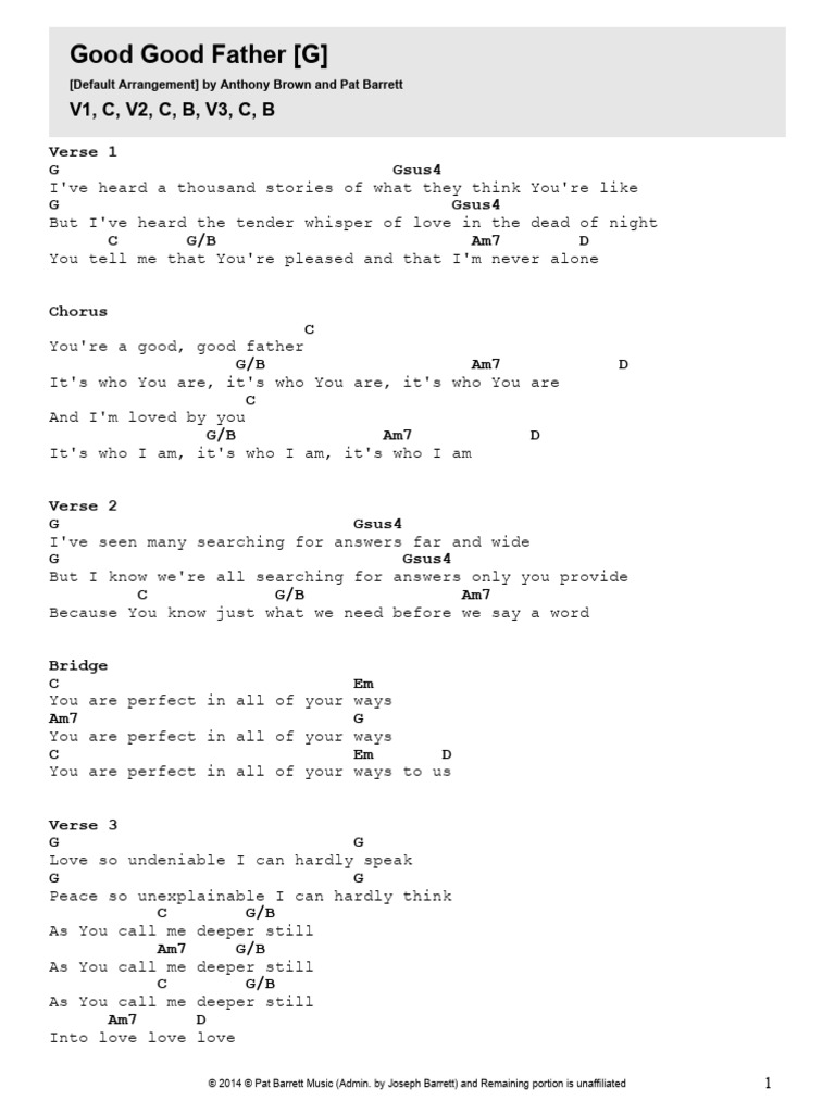 Good Good Father - G | PDF