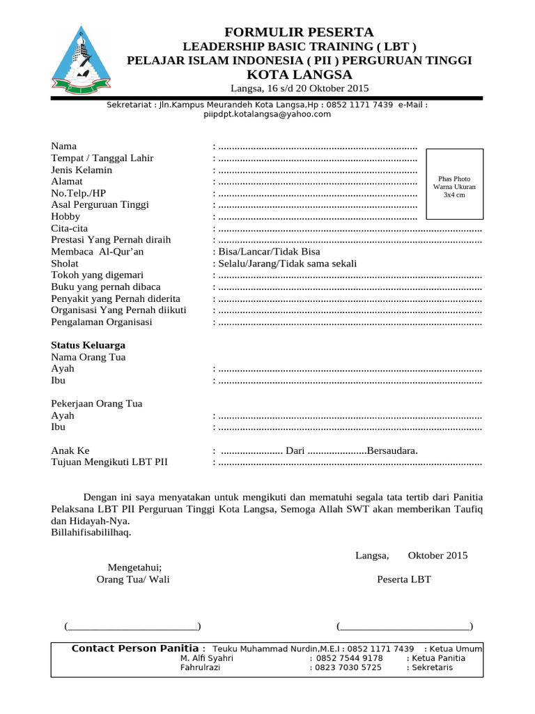 Formulir Pendaftaran LBT | PDF
