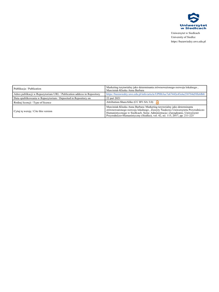 Marketing Terytorialny Jako Determinanta ZR Wnowa Onego Rozwoju Lokalnego | PDF