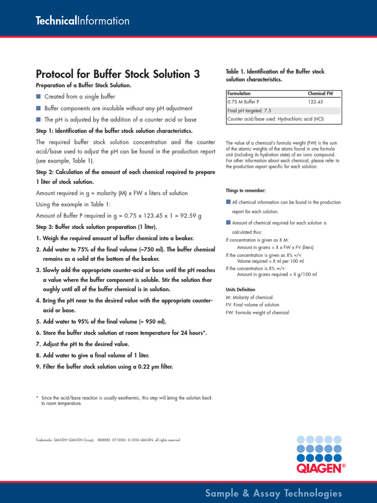 Buffer Stock Solution Preparation Guide | PDF | Buffer Solution | Acid