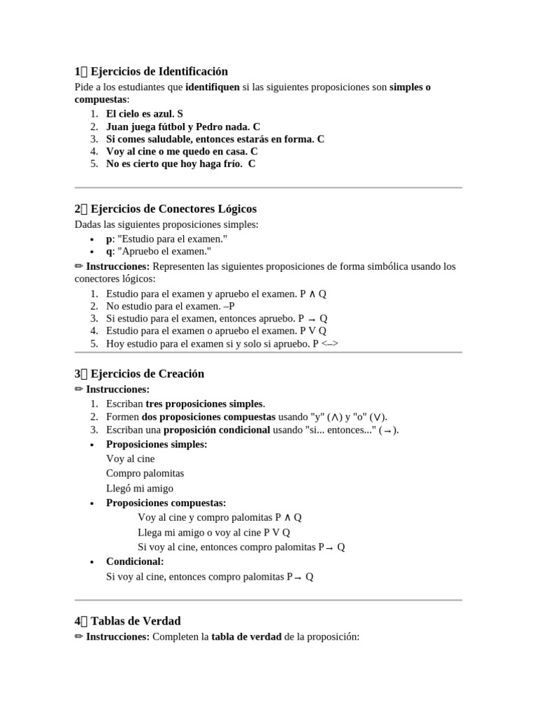Ejerccios Logica 2 | PDF
