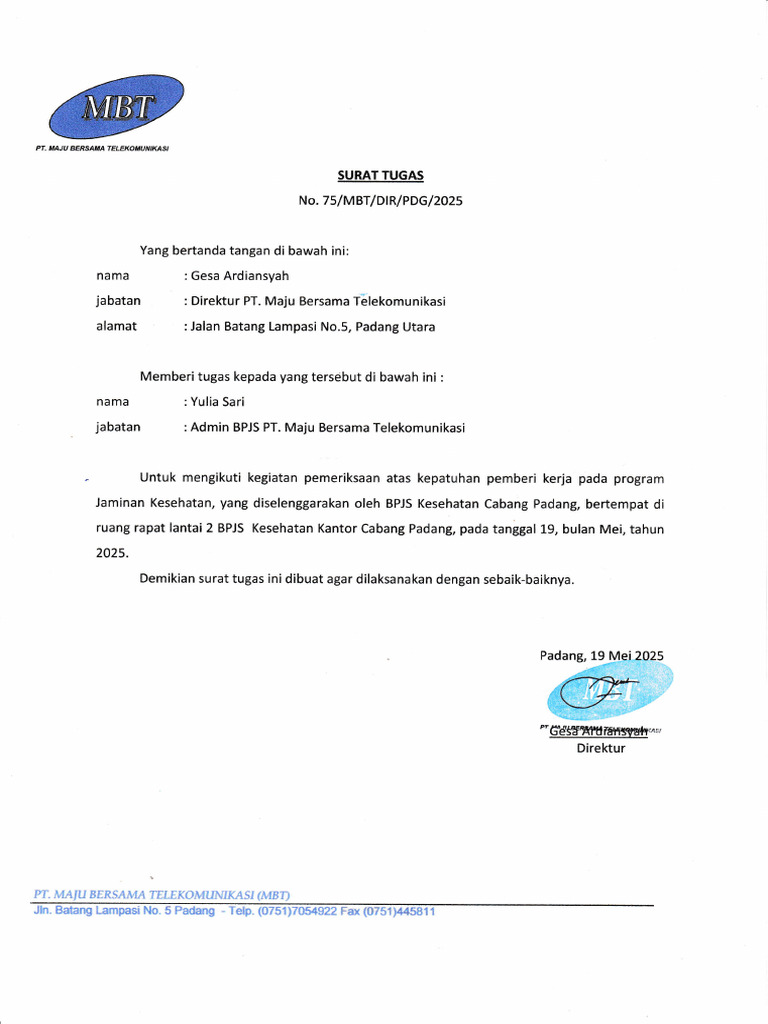 SURAT TUGAS | PDF
