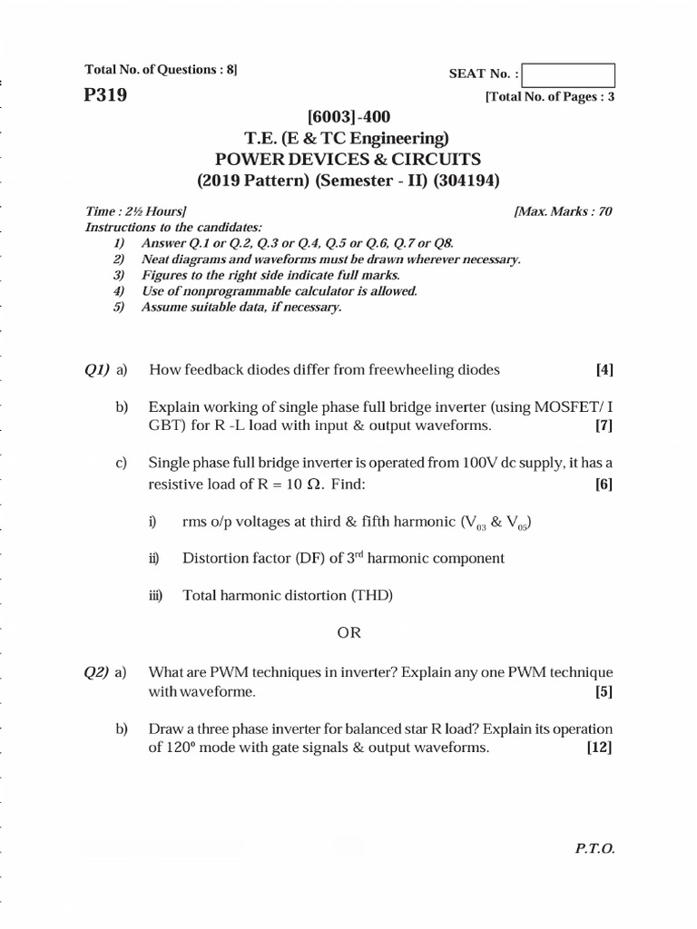 PDC EndSem Pyq's Official Solution | PDF | Power Inverter | Rectifier