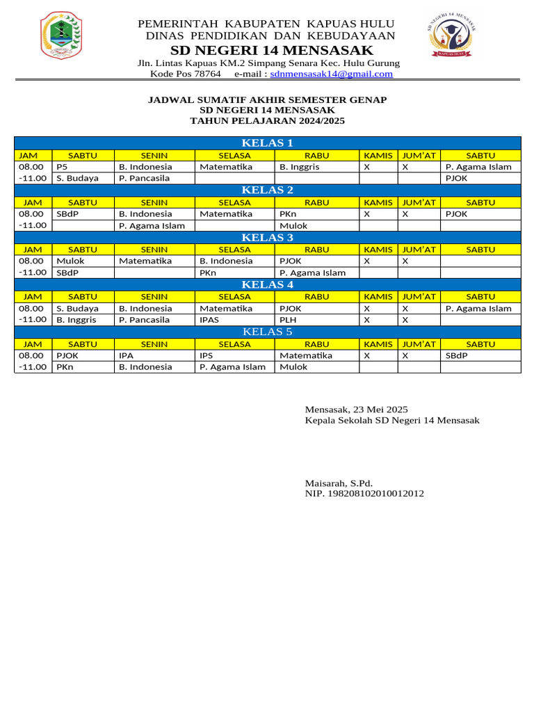 Jadwal Sas 2024-2025 | PDF