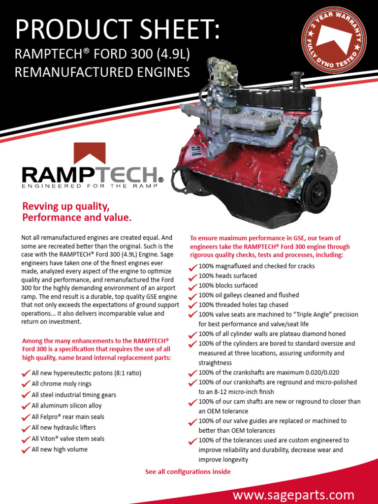 FORD 300 ENGINE ProductSheet | PDF | Carburetor | Fuel Injection