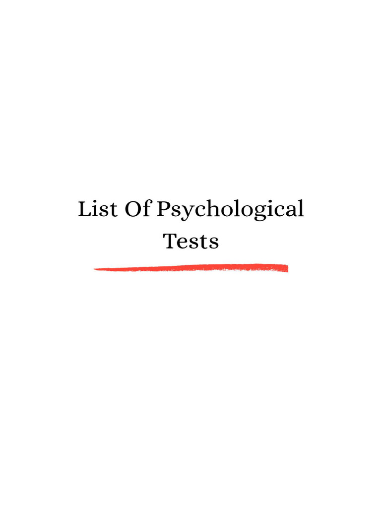 List of Psychological Tests | PDF