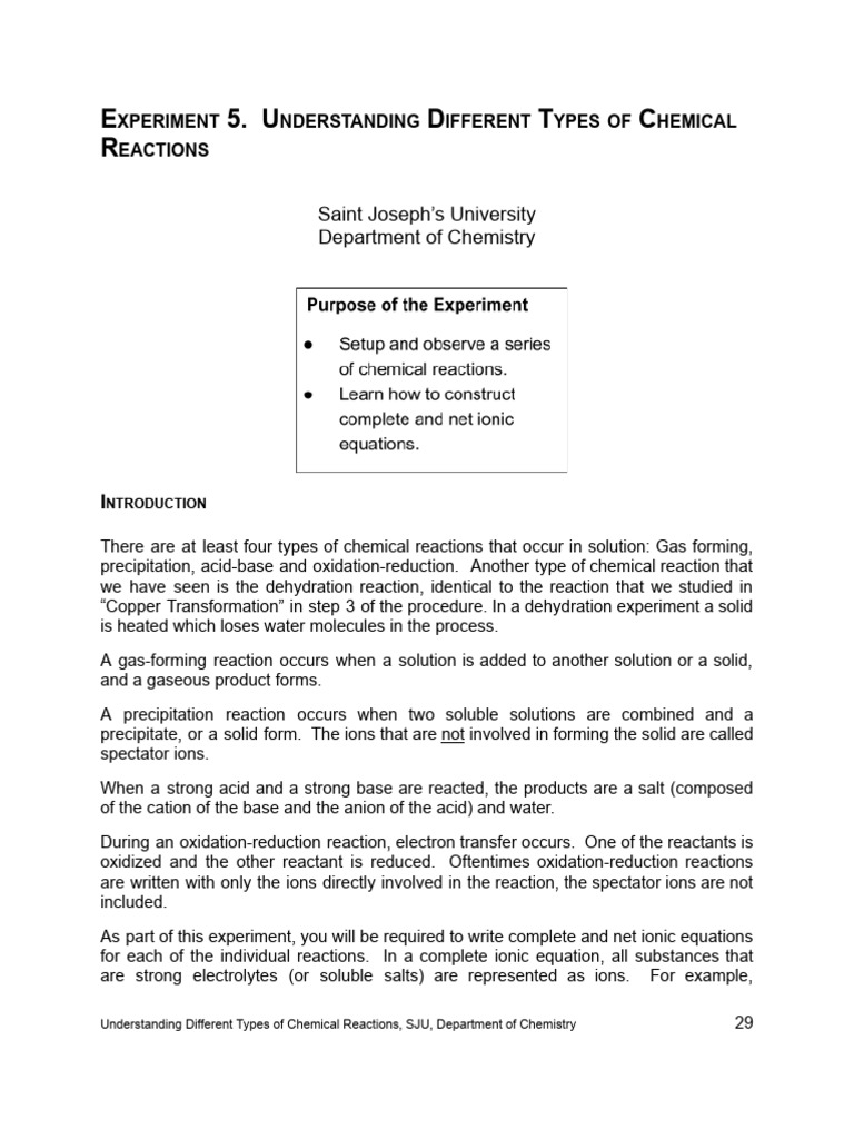 Types of Chemical Reactions Explained | PDF | Chemical Reactions | Salt ...