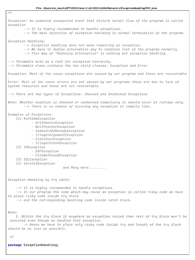 Chap 3 - Exception Handling | PDF