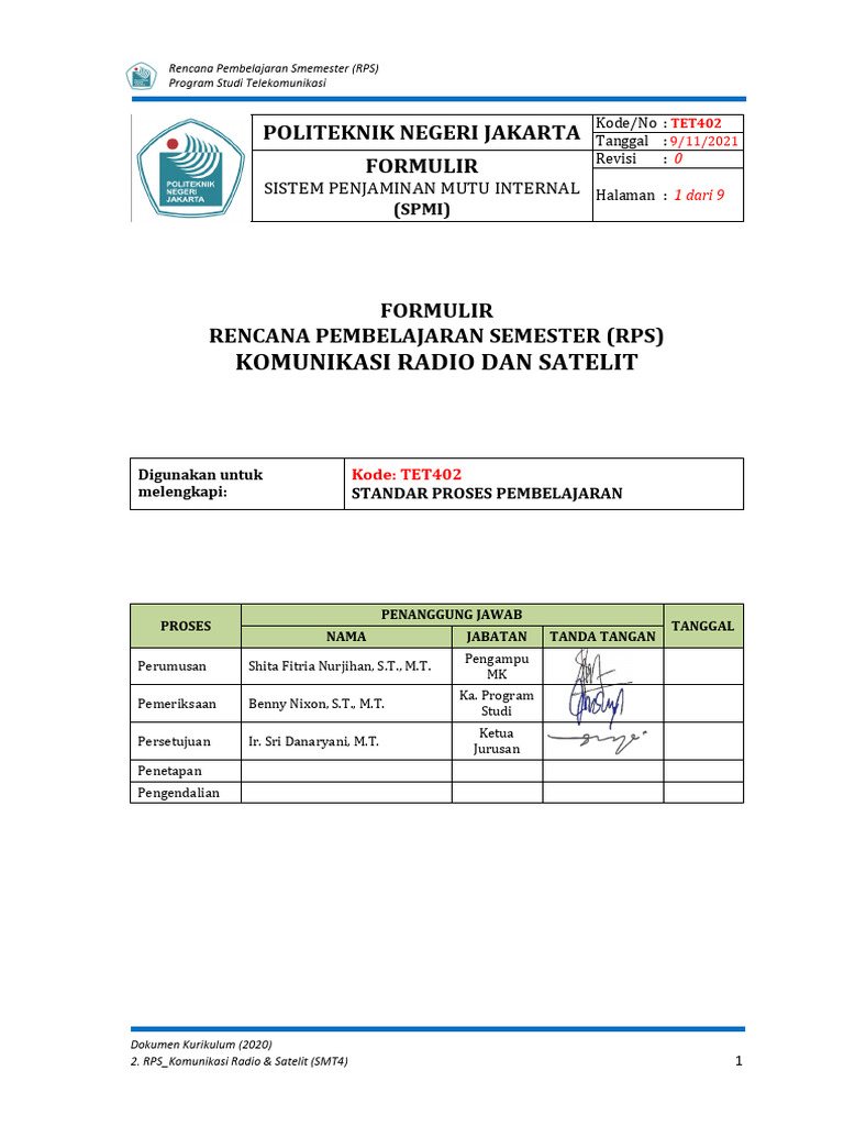 2. RPS_Komunikasi Radio Satelit (SMT4) | PDF