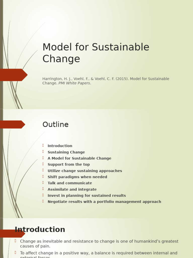 Sustainable Change Management Model | PDF | Change Management ...