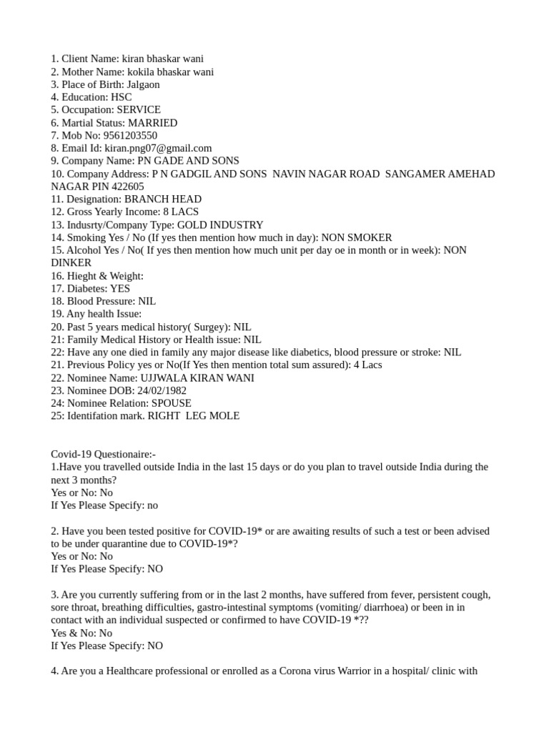 Kiran Bhskar Wani Details | PDF