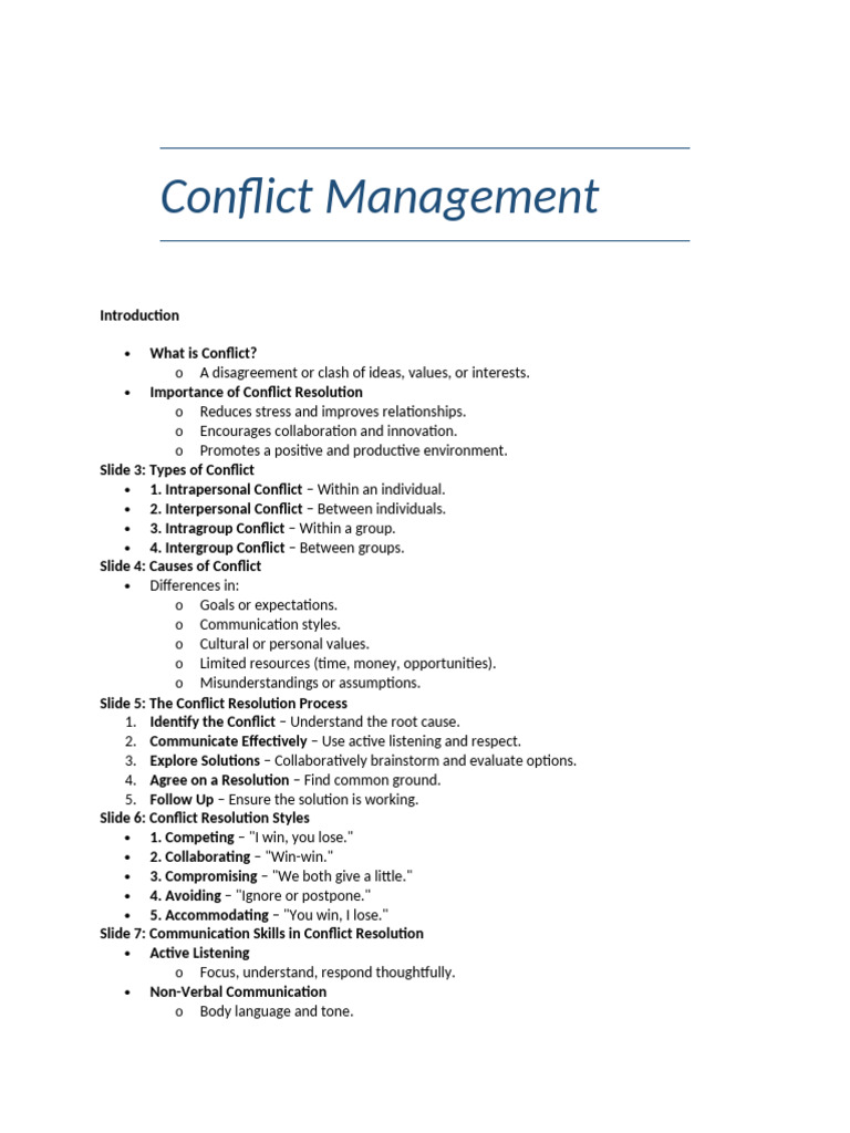 Conflict Management Questionnaire | PDF | Conflict Resolution ...