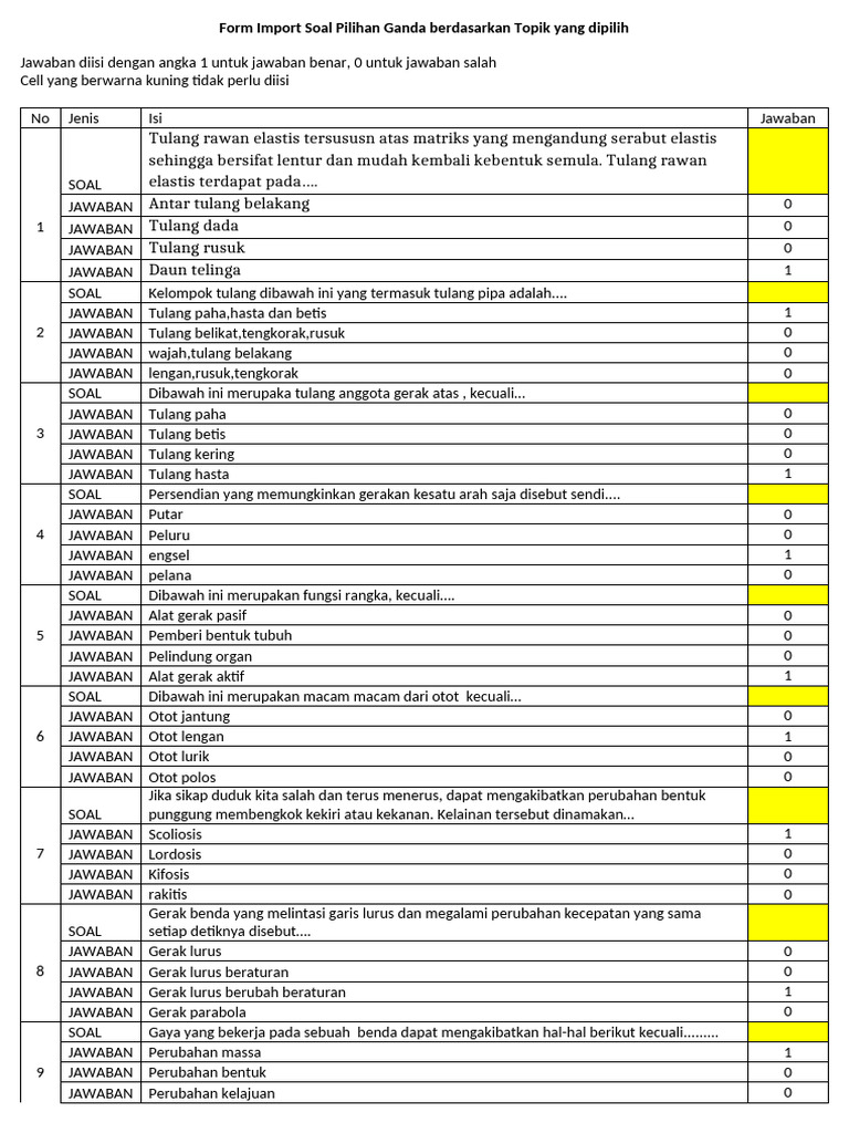 format soal ipa ganjil | PDF